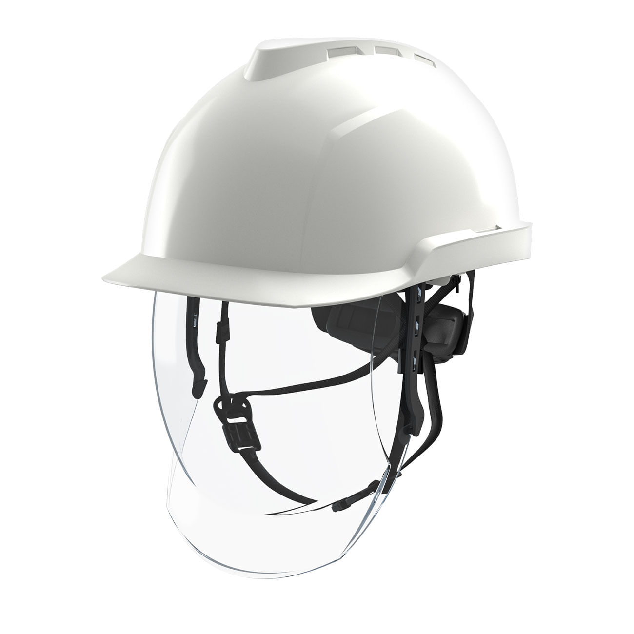 Casco MSA V-Gard 950 Blanco con Visor y Fas Trac